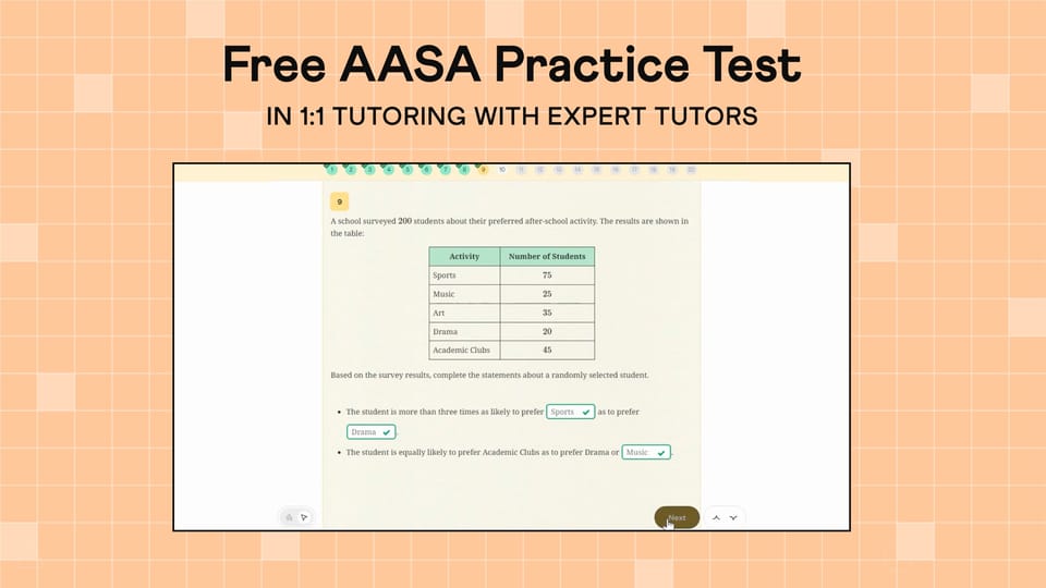 Free AASA Practice Test, Live 1:1 with a Tutor
